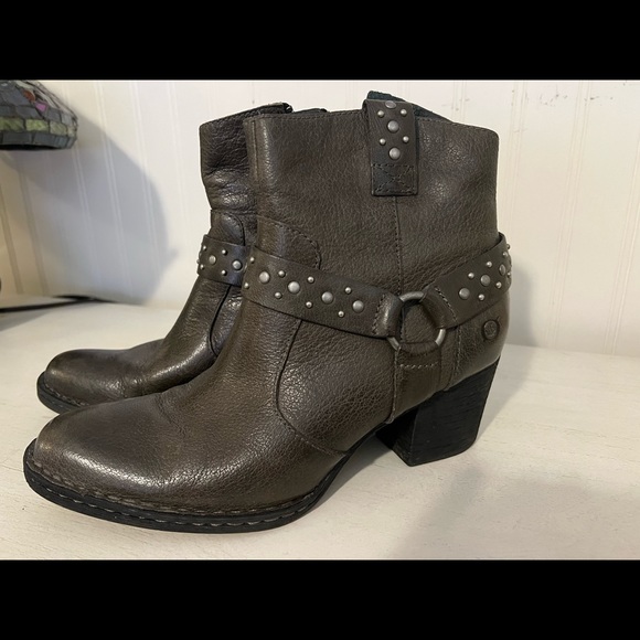 Born | Shoes | Born Grey Studded Harness Booties Leather Size 9 | Poshmark